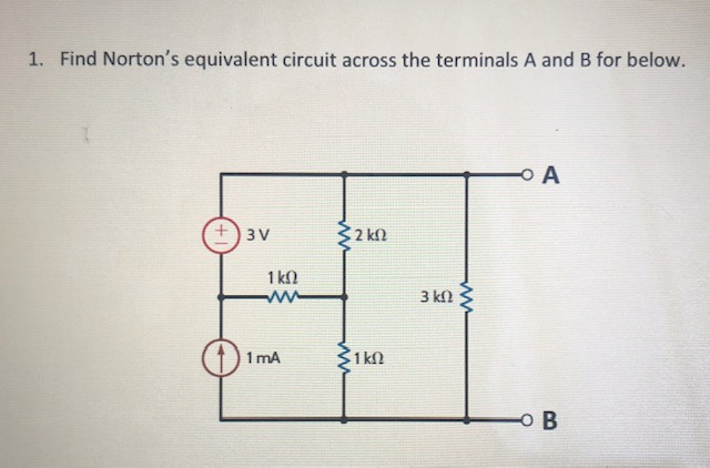 Solved Find Norton's equivalent circuit across the terminals | Chegg.com