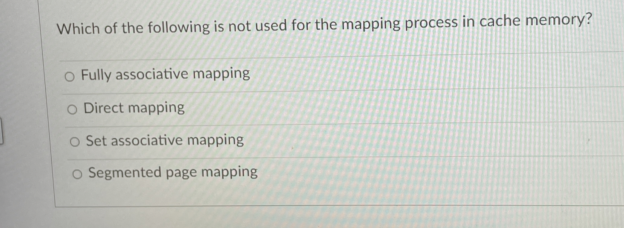 Solved Which of the following is not used for the mapping | Chegg.com