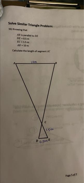 Solved Solve Similar Triangle Problem: 36) Knowing that AB | Chegg.com