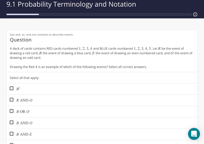 Solved 9.1 Probability Terminology and Notation Use and, or, | Chegg.com