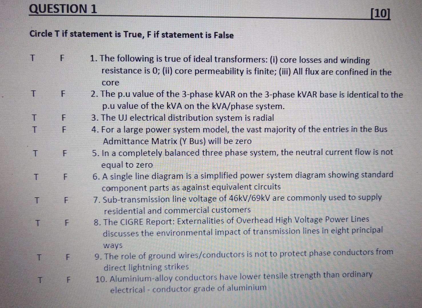 Solved Circle T if statement is True, F if statement is | Chegg.com