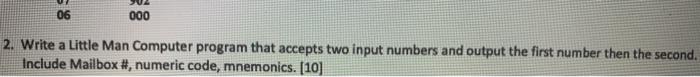 Solved Apply the Little Man Computer instruction set below | Chegg.com