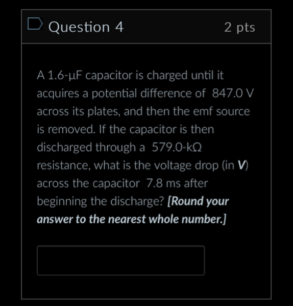 Solved Question 42 ﻿ptsA 1.6-μF ﻿capacitor is charged until | Chegg.com