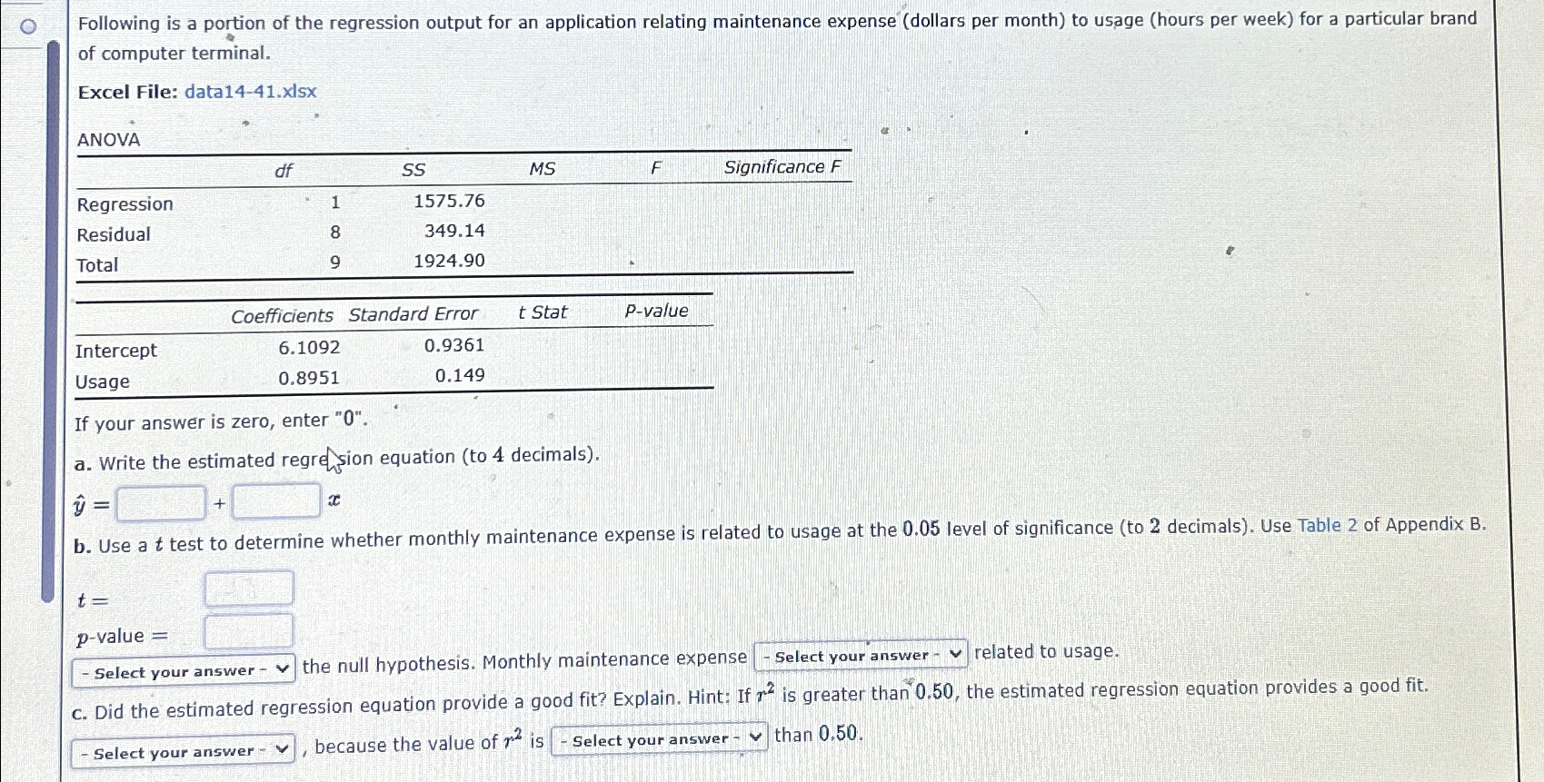Solved Following is a portion of the regression output for | Chegg.com