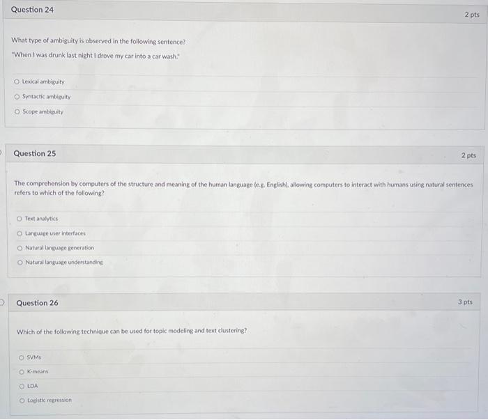 Solved What type of ambiguity is observed in the following | Chegg.com