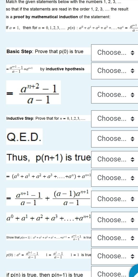Match the given statements below with the numbers | Chegg.com