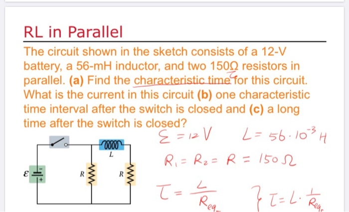 Solved RL in Parallel The circuit shown in the sketch | Chegg.com