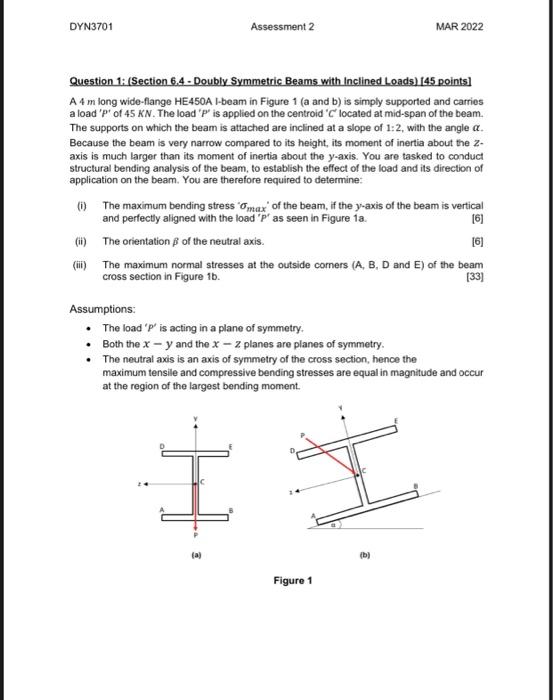 Solved DYN3701 Assessment 2 MAR 2022 Question 1: (Section | Chegg.com