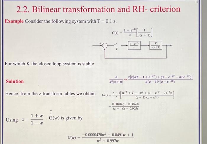 2.2. Bilinear transformation and RH- criterion | Chegg.com