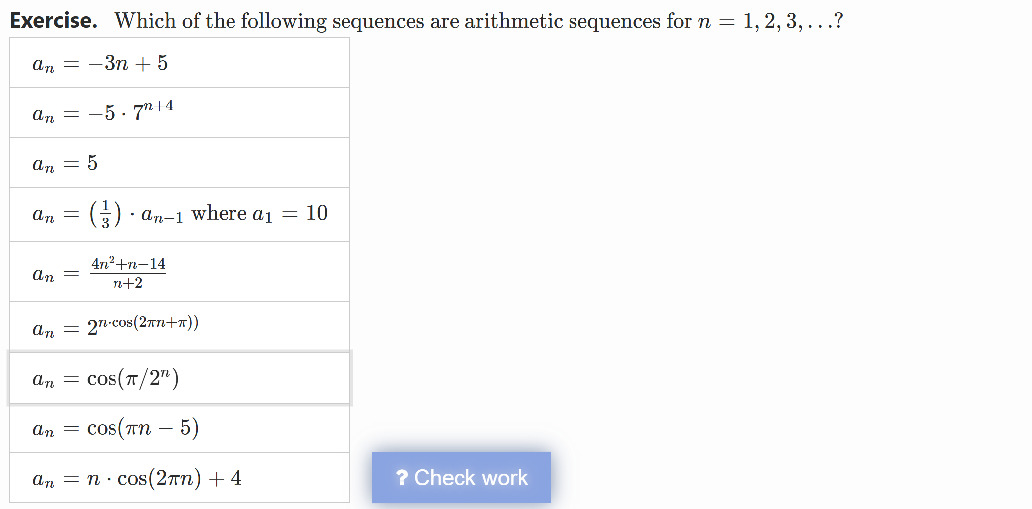 Solved Exercise. Which of the following sequences are | Chegg.com