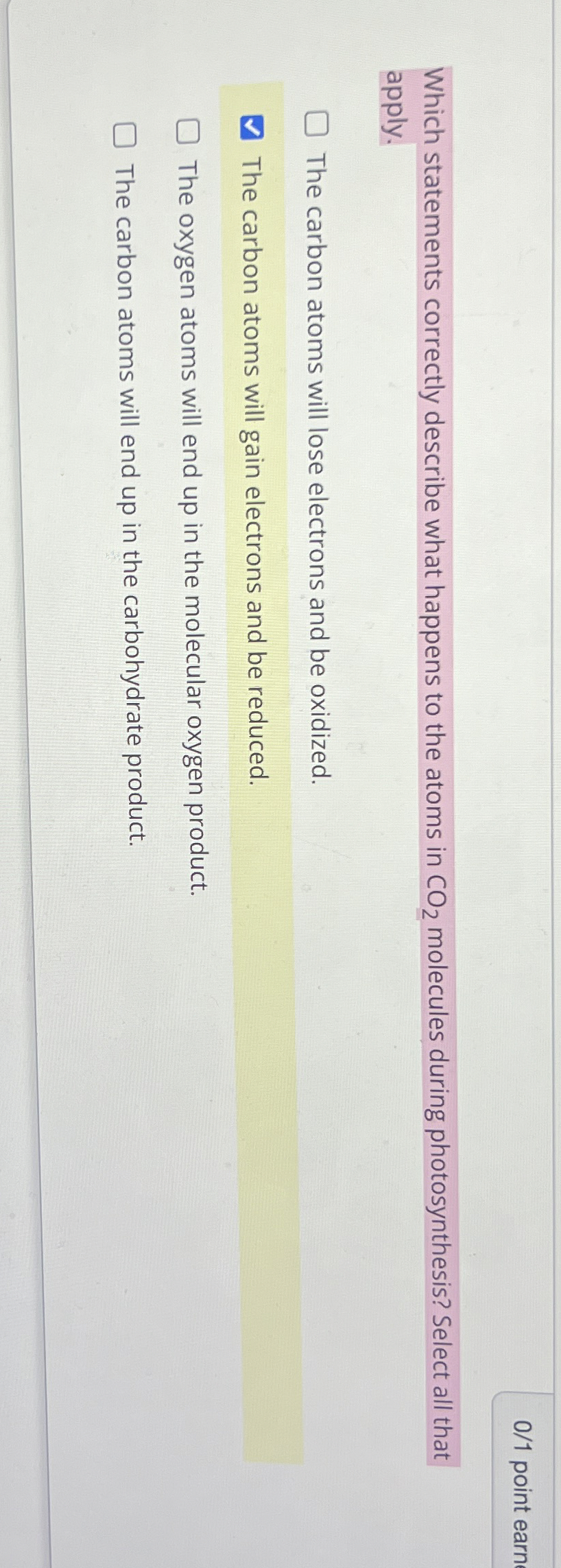 Solved Which statements correctly describe what happens to | Chegg.com