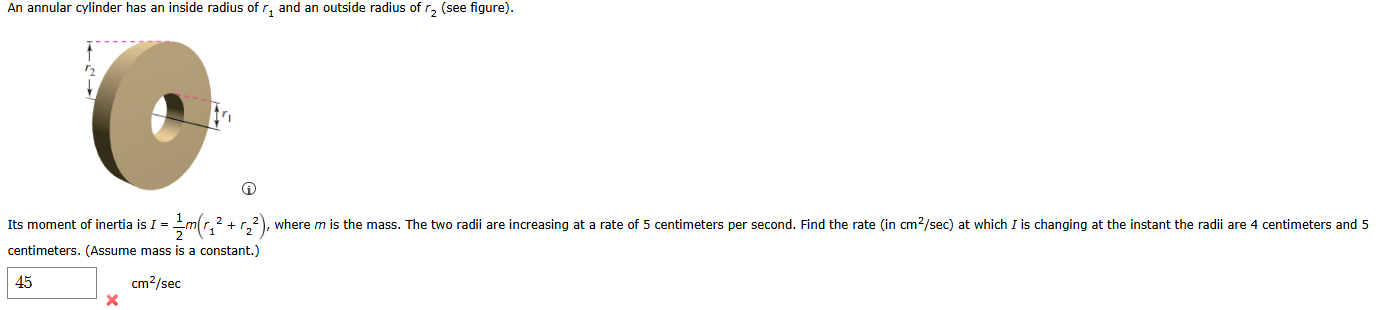 Solved An ﻿annular cylinder has an ﻿inside radius of r1 ﻿and | Chegg.com