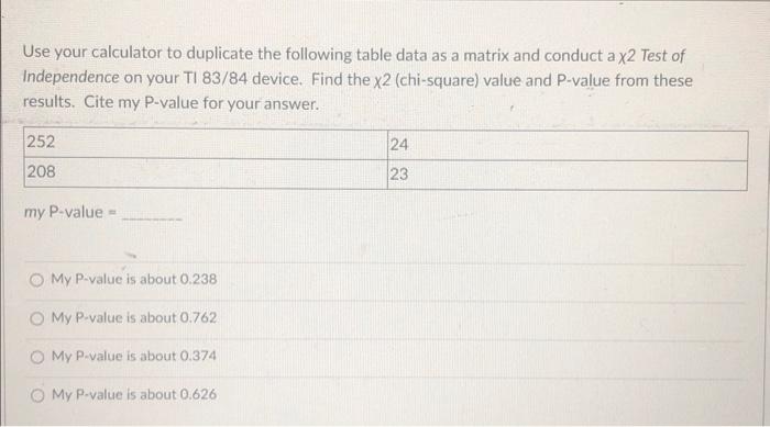 Solved Use your calculator to duplicate the following table | Chegg.com