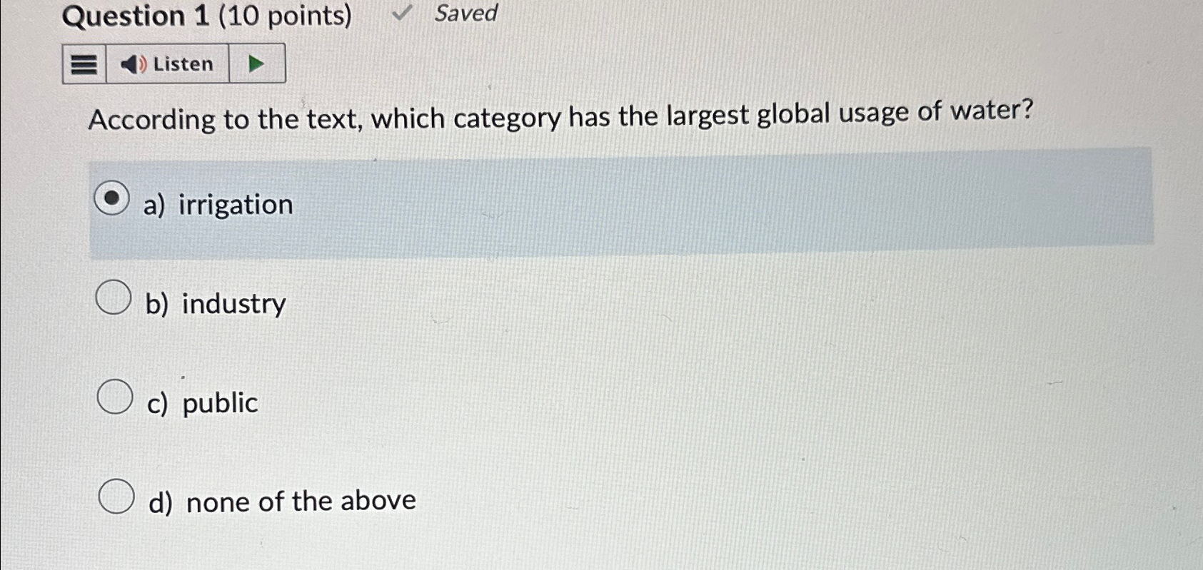 Solved Question 1 (10 ﻿points) ﻿SavedAccording to the text, | Chegg.com