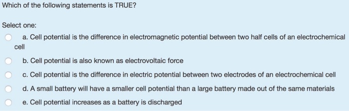 Solved Which of the following statements is TRUE? Select | Chegg.com