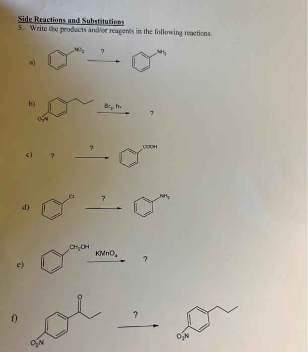 Solved Side Reactions and Substitutions 5. Write the | Chegg.com