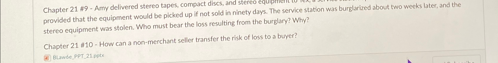 Solved Chapter 21 ﻿#9 - ﻿Amy delivered stereo tapes, compact | Chegg.com