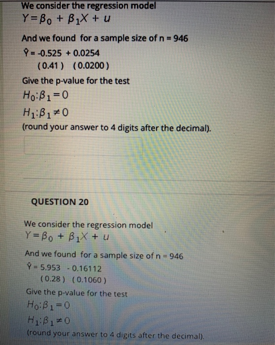 Solved We consider the regression model Y=Bo + BX + u And we | Chegg.com
