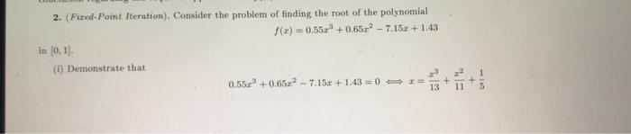 Solved 2. (Fixed-Point Iteration). Consider the problem of | Chegg.com