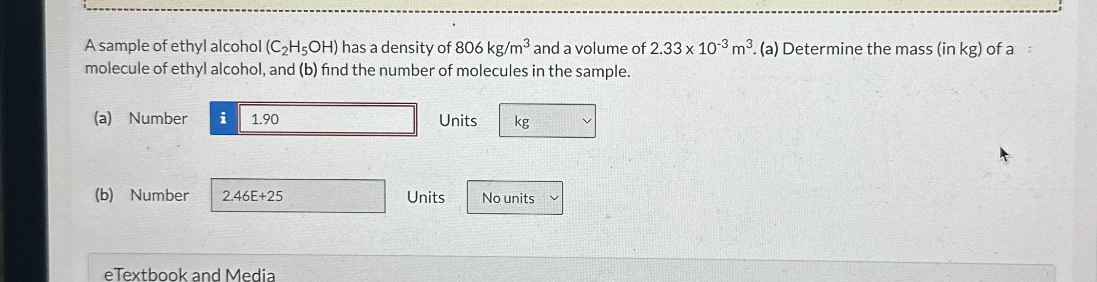 Solved A sample of ethyl alcohol (C2H5OH) ﻿has a density of | Chegg.com