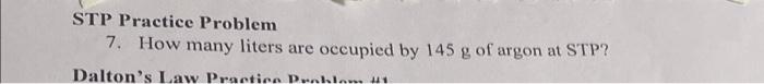 Solved STP Practice Problem 7. How many liters are occupied | Chegg.com