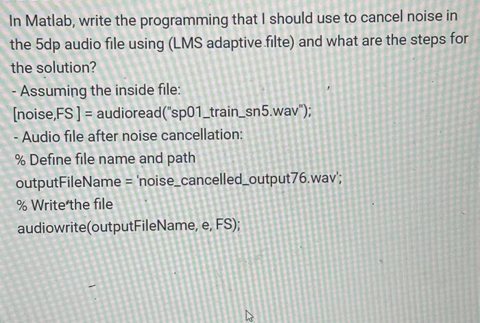 Solved In Matlab, write the programming that I should use to | Chegg.com