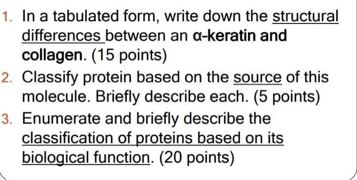 Solved 1. In a tabulated form, write down the structural | Chegg.com