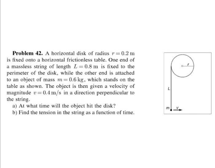 Solved G Problem 42. A horizontal disk of radius r=0.2 m is | Chegg.com