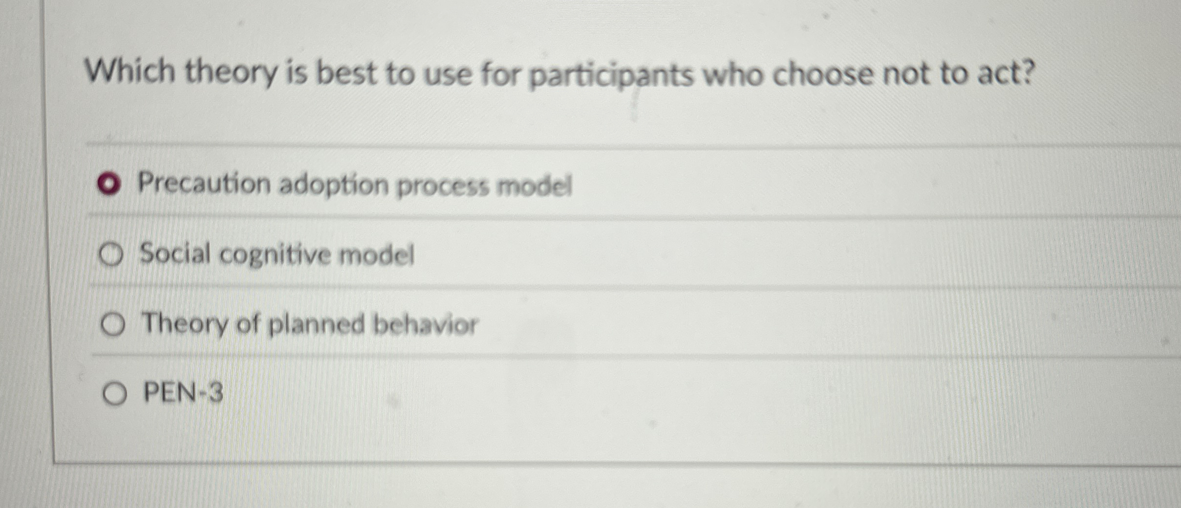 Solved Which theory is best to use for participants who | Chegg.com