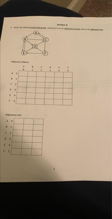 Solved Section A Adjacency Mustric: | Chegg.com