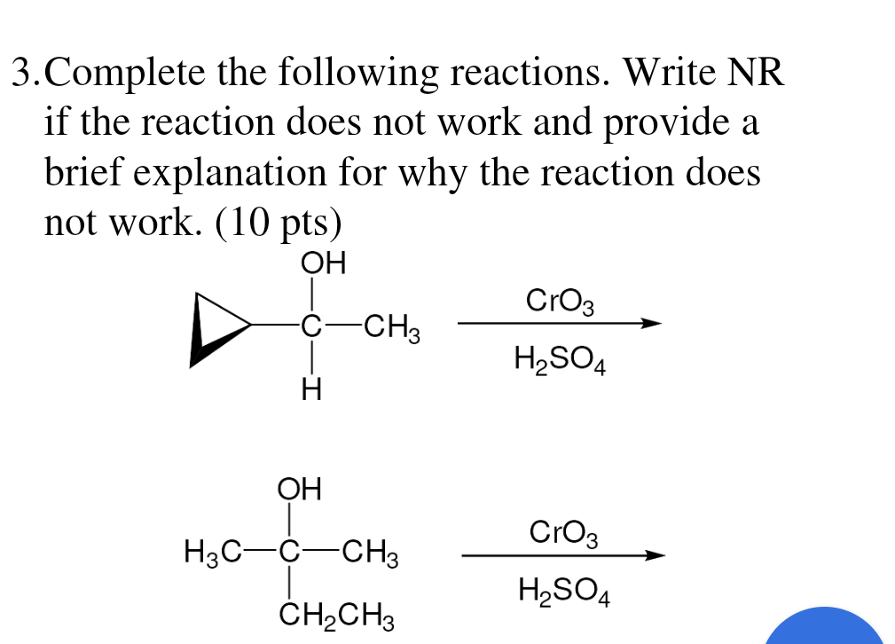 Solved 3 Complete The Following Reactions Write Nr If The