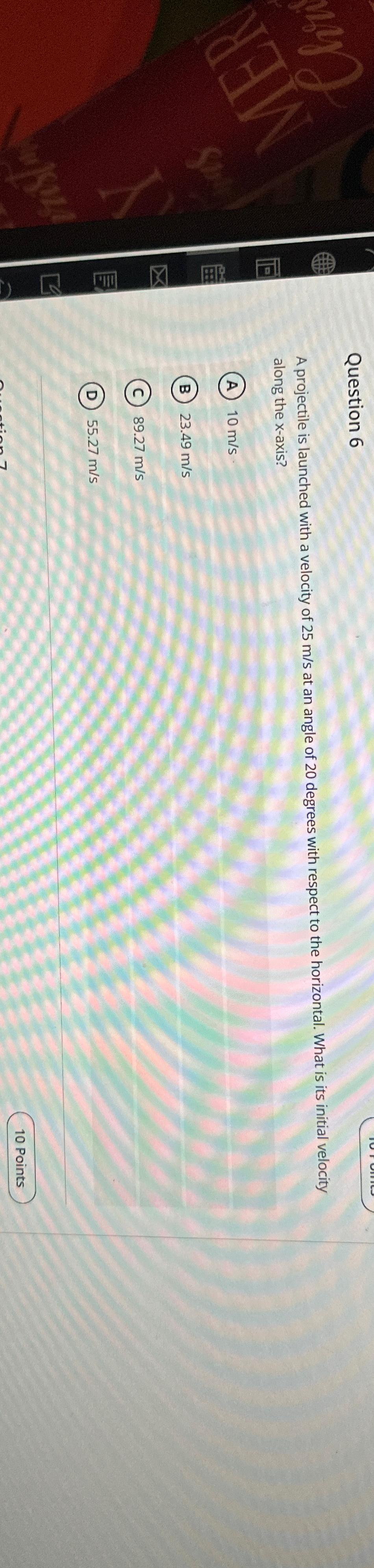 Solved Question 6A projectile is launched with a velocity of | Chegg.com