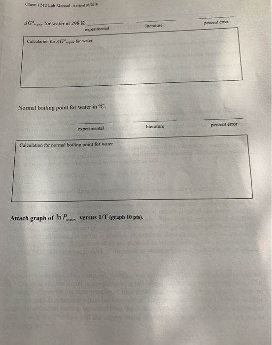 Chem 1212 Lab Manual. Revised 06/2018 REPORT SHEET | Chegg.com