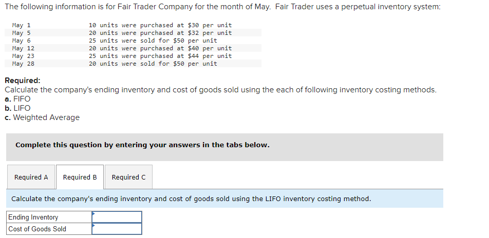 Solved The following information is for Fair Trader Company | Chegg.com