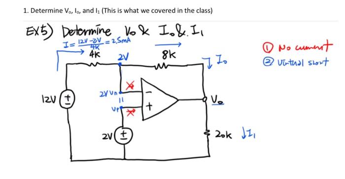 Solved 1. Determine V0,I0, and I1 (This is what we covered | Chegg.com