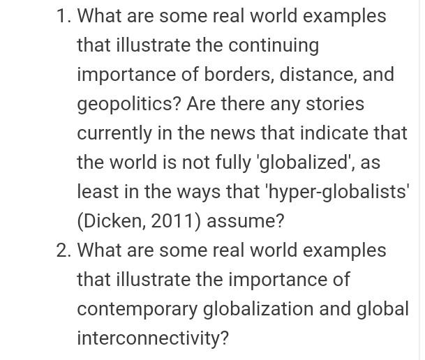 1. What are some real world examples that illustrate | Chegg.com
