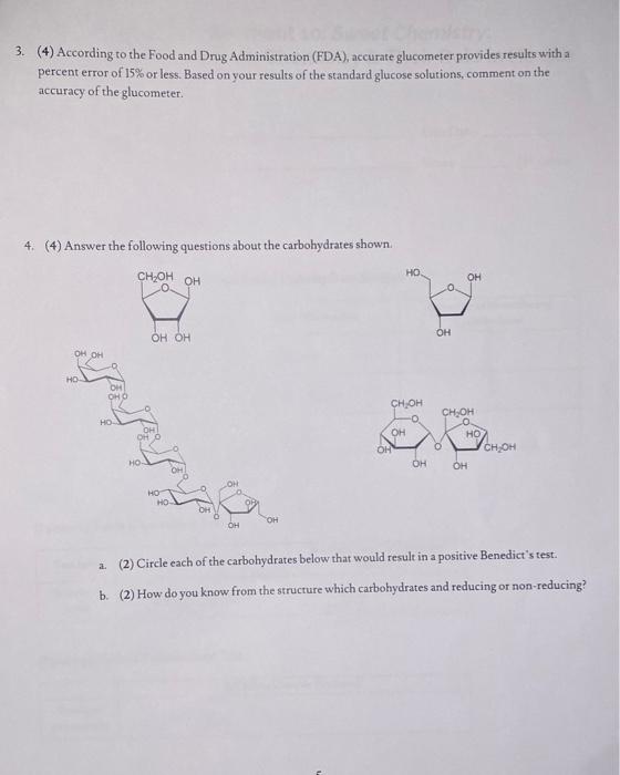 Solved Report Sheet for Experiment 10: Sweet Chemistry: | Chegg.com