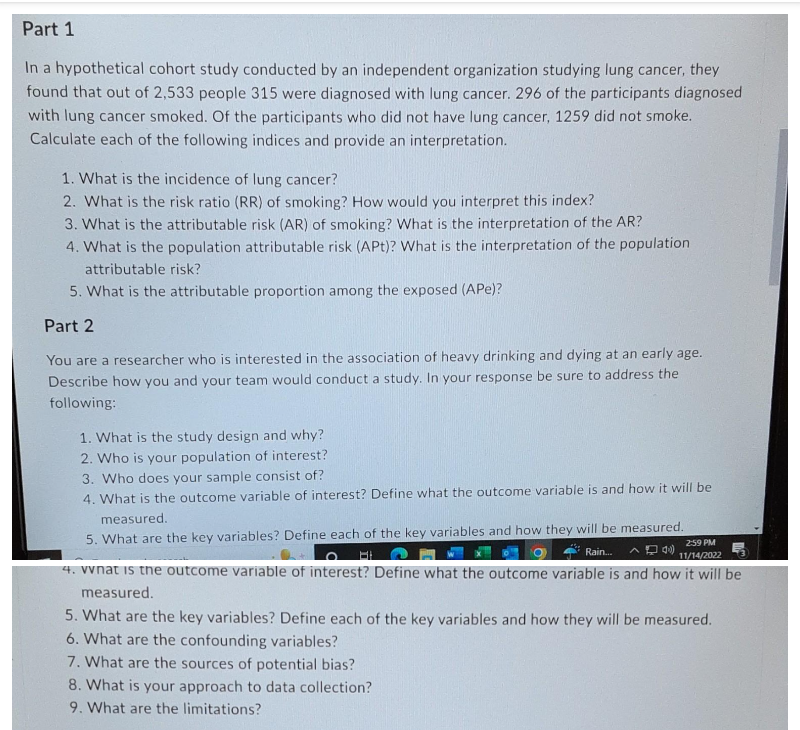 Solved In a hypothetical cohort study conducted by an | Chegg.com