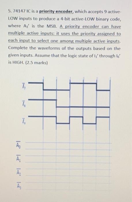 Solved 5.74147 IC is a priority encoder, which accepts 9 | Chegg.com