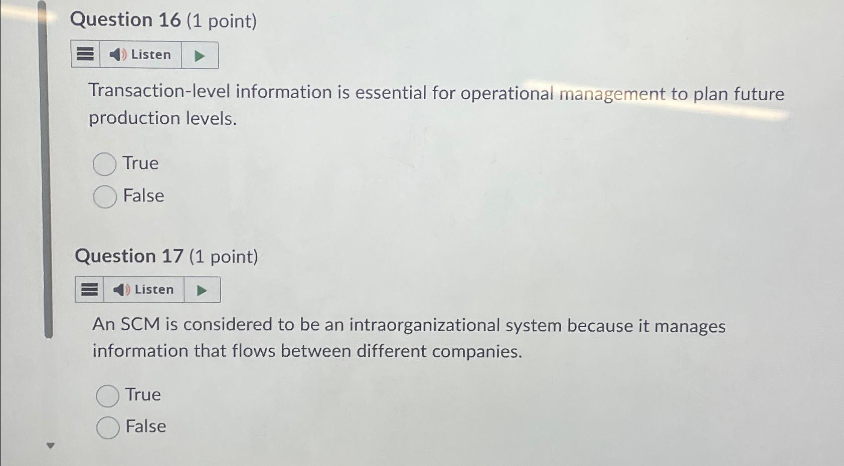 Solved Question 16 (1 ﻿point)Transaction-level information | Chegg.com