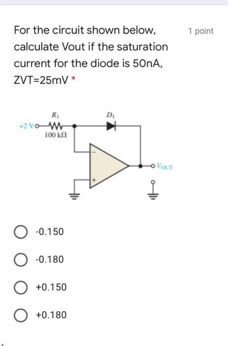 Solved 1 point For the circuit shown below, calculate Vout | Chegg.com