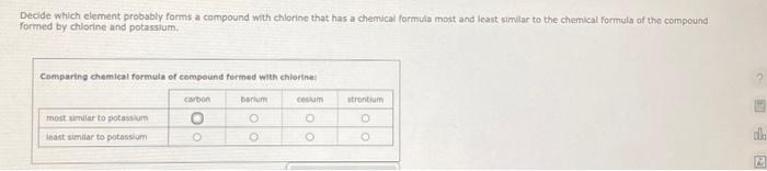 Solved Decide which element probably forms a compound with | Chegg.com