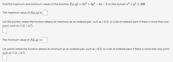 Solved Find the maximum and minimum values of the function | Chegg.com