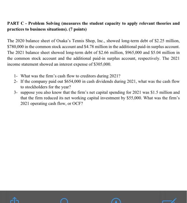 PARTanswer asapppp! C - Problem Solving (measures the | Chegg.com