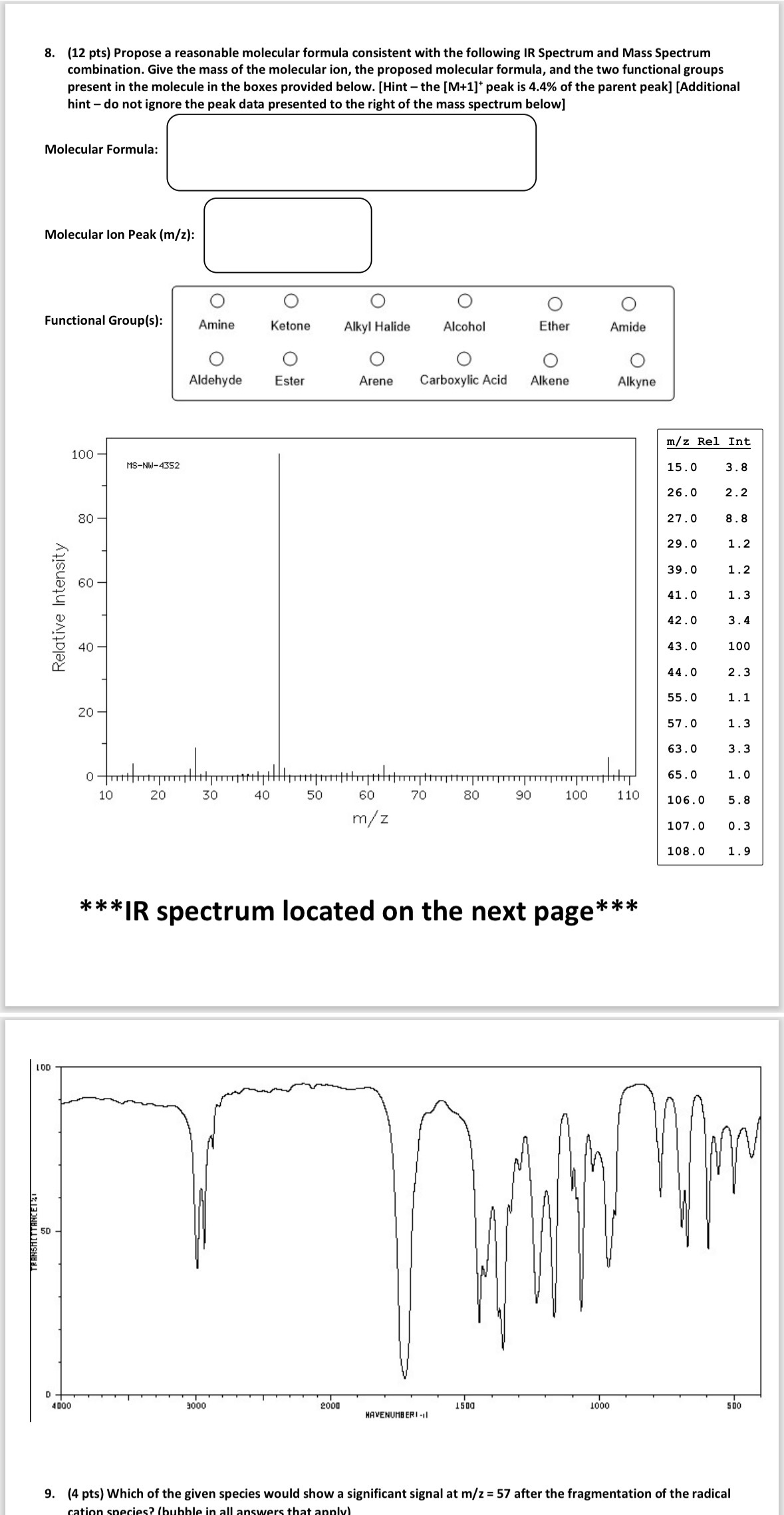 1. ﻿Propose a reasonable molecular formula consistent | Chegg.com
