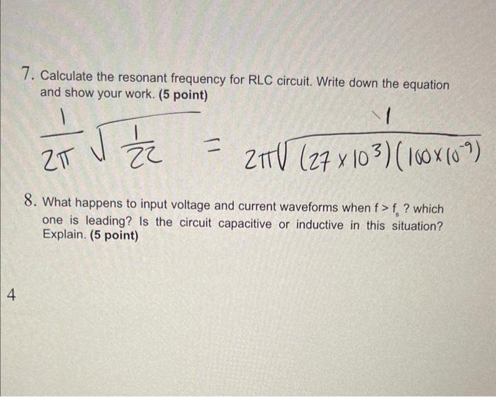 Solved - Choose R=1kΩ,L=27mH and C=100nF. - Input from AWG | Chegg.com