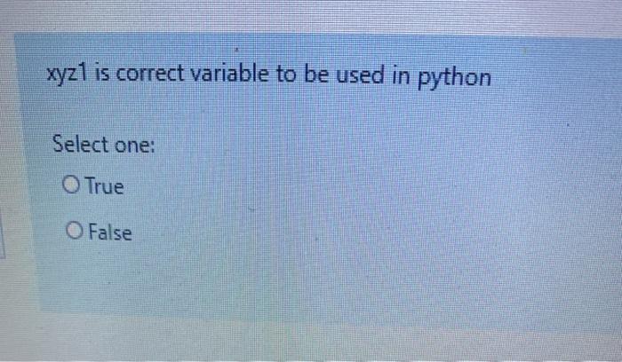 Solved xyz1 is correct variable to be used in python Select | Chegg.com