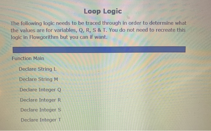 Solved Loop Logic The following logic needs to be traced | Chegg.com