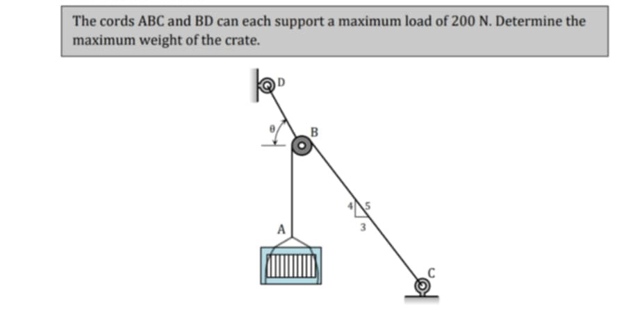 Solved The cords ABC and BD can each support a maximum load | Chegg.com