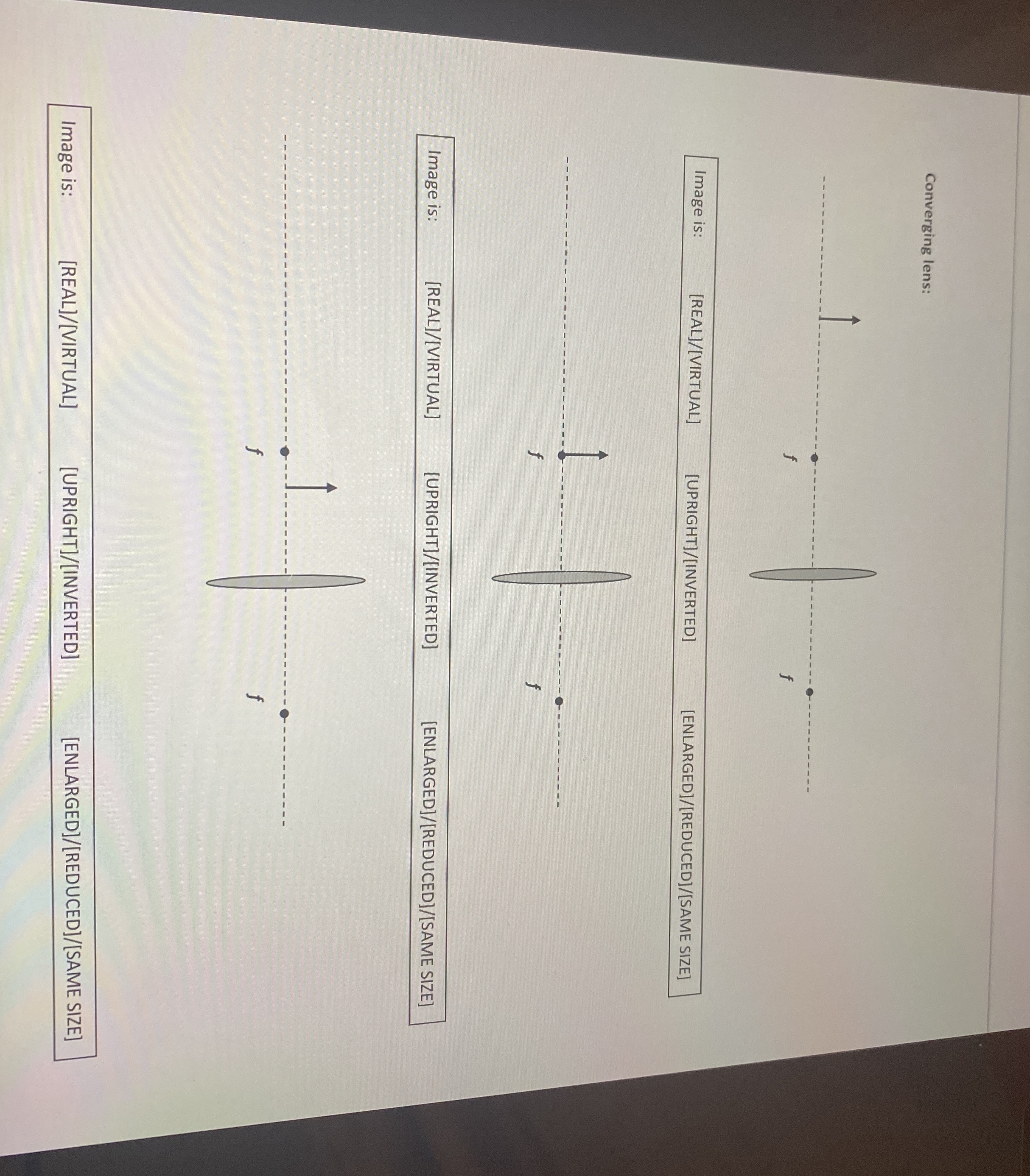 Solved Converging lens:Image is: | Chegg.com